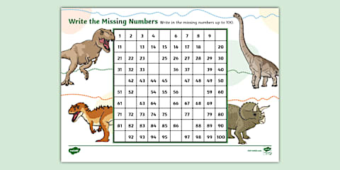 Missing Numbers to 100 Worksheet