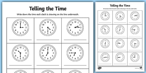 Year 2 Tell and Write the Time Differentiated Worksheet / Worksheets ...