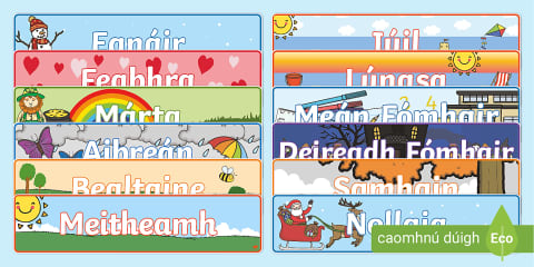 Months of the Year Flashcards Gaeilge