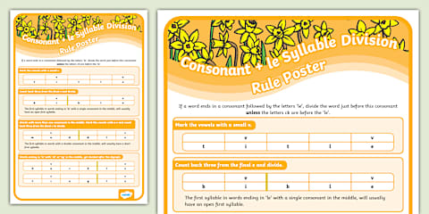 VCCV Syllable Division Activity Sheets
