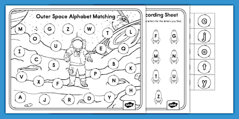 Build a Space Scene Cut and Paste Worksheet for PreK-K