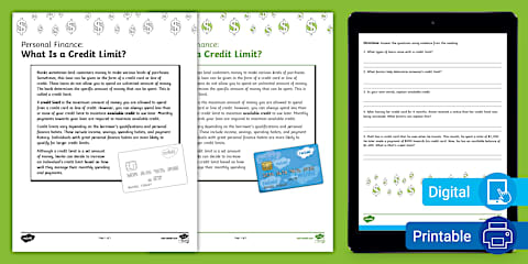 Sixth Grade Credit and Debit Card Sorting Activity