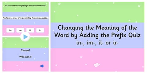 'in-', 'im-', 'ir-' and 'il-' Prefix Words - Lesson Teaching Pack