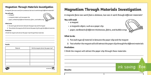 Magnetism Matching Activity Warm-up Worksheet for 3rd-5th Grade
