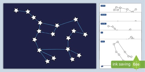 Constellations Using Numbers Dot to Dot Activity Pack