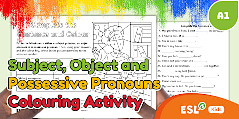 ESL Subject, Object and Possessive Pronouns Maze Game [Kids, A1]