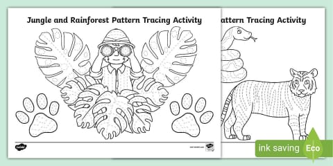 Jungle-Themed Handwriting Worksheets Activity Sheets