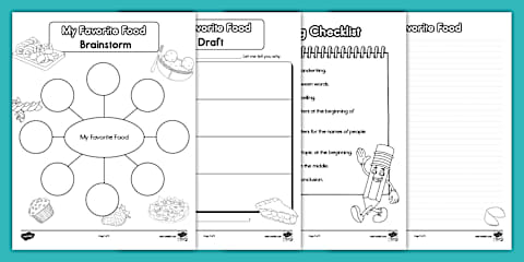 My Favorite Food Differentiated Opinion Writing Worksheet for K-2nd Grade
