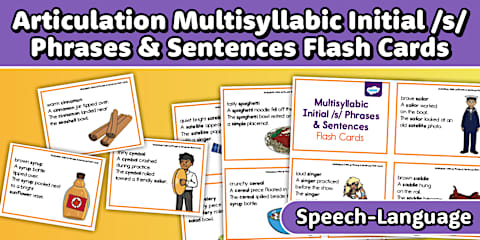 Articulation Final /s/ Phrases and Sentences Flash Cards for SLP
