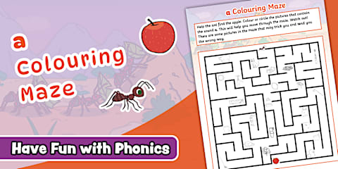 't' Phonics Colouring Maze