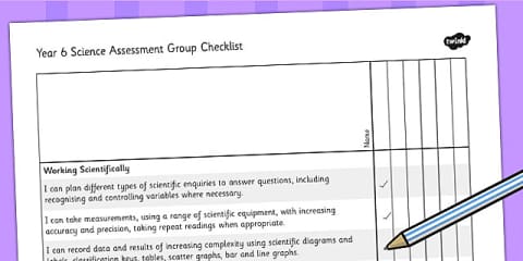 2014 Curriculum Year 5 Science Assessment Group Checklist