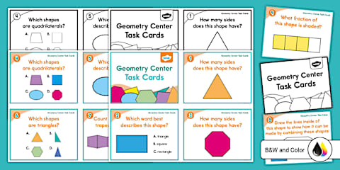 First Grade Defining Attributes of Shapes Task Cards