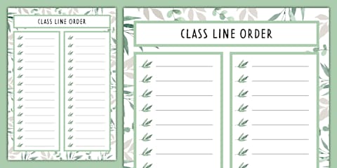Muted Botanical Themed Class Line Order Display Poster
