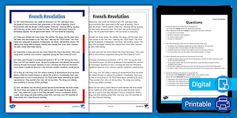 French Revolution Newspaper Writing Template