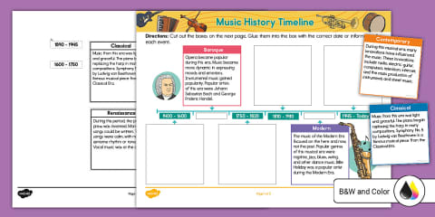 Jazz Music Cut and Paste Worksheet for K-2nd Grade