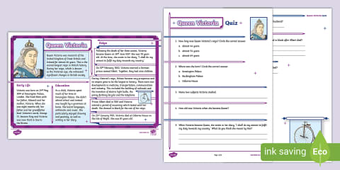 Queen Victoria Reading Comprehension Activity