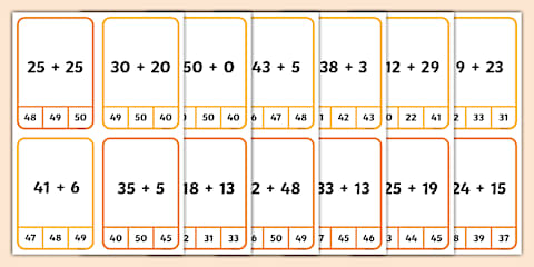 Peg Card Sums Within 20