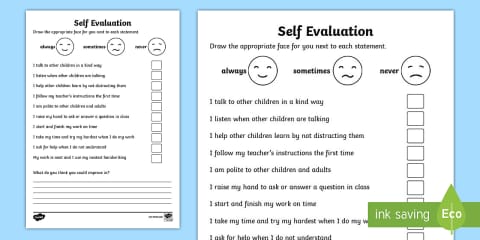 Student Self-Reflection Sheet