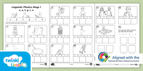 Colour the Beginning Sound SATPIN Activity Sheet