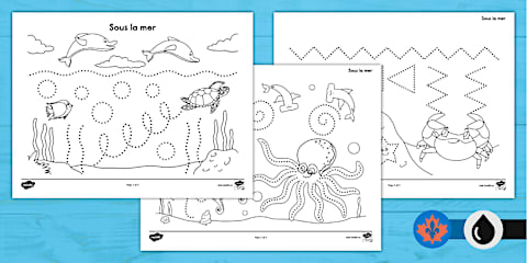 Under the Sea Pattern Tracing Early Years Worksheets