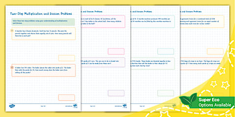 Two-step Maths Word Problems Worksheet - KS2