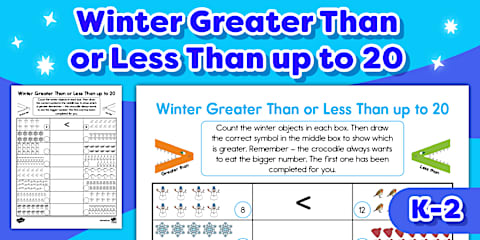 First Grade Winter Animals Comparing Two-Digit Numbers Worksheet
