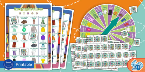 Different Clothing Card Game - Spanish