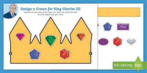 Design a Crown for King Charles III 2D Shape Cutting Skills Activity