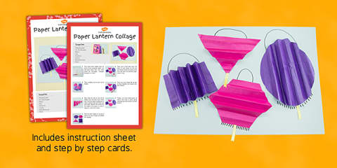 How to Make a Paper Lantern Craft Instruction Worksheets English/Hindi