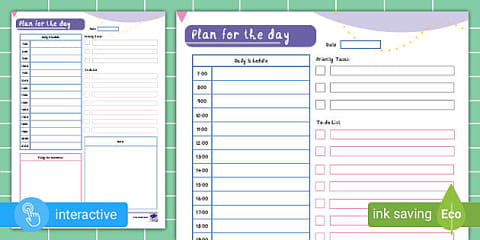 Blank Daily Work Pad Timetable