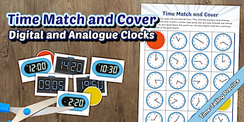 Telling the Time - 24-hour Digital time and Analogue Matching Cards