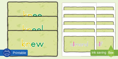 Grade 3 Phonics: Silent k and l: Word Wall Cards