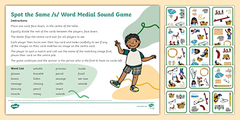Spot the Same /t/ Word Medial Sound Game