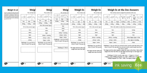 Measuring Mass Using Informal Units Worksheets