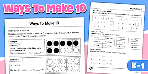 Friends to 10 Rainbow Worksheet