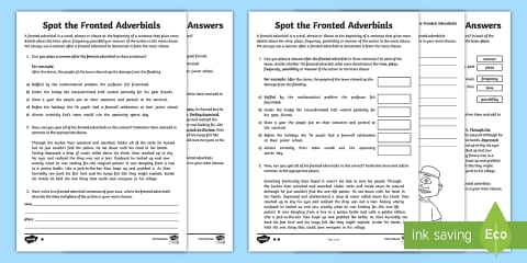 Grammar: Adverb or Adverbial Phrase? Worksheet
