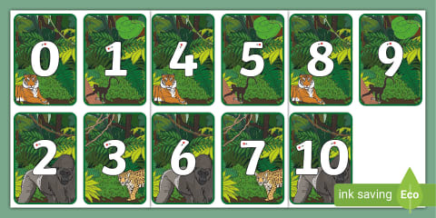 1-20 Jungle-Themed Counting Flashcards