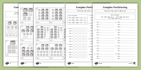 Year 3 Maths Partitioning 3-digit Numbers in Different Ways Activity Sheet