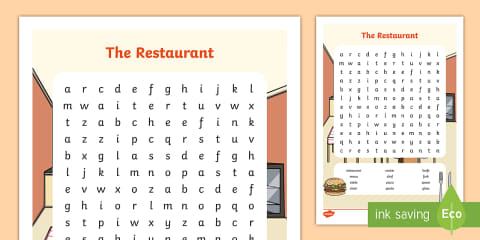 ESL At a Restaurant Word Search [Kids, A1-A2]