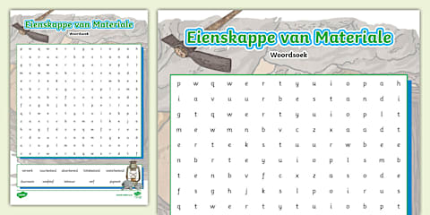 Eienskappe van Materiale - Woordsoek
