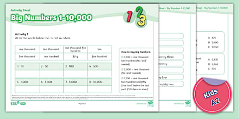 ESL Exploring Numbers 10 to 100 Activity Sheet [Kids, A2]