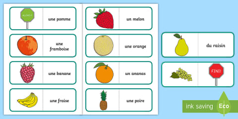 French: Fruit Shadow Matching Activity Sheet