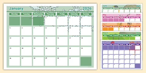 Monthly Events Calendar Early Learning and Childcare 2025