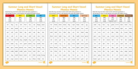 Long and Short Vowels - Auditory Discrimination Worksheet