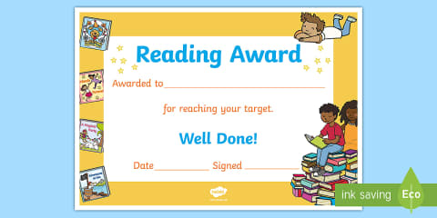 Editable Reading Certificates for Children
