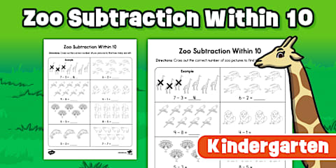 Kindergarten Subtraction to 10 Activity Booklet