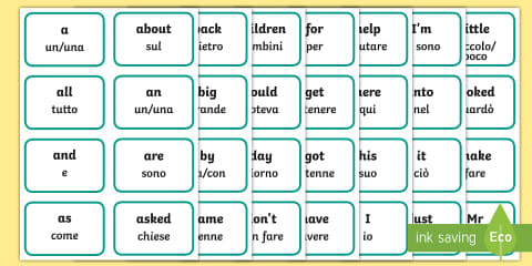 Greetings Flashcards English/Italian