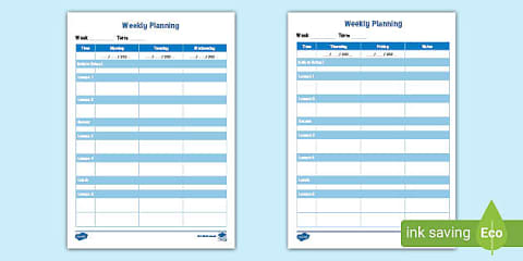 Blank Daily Work Pad Timetable
