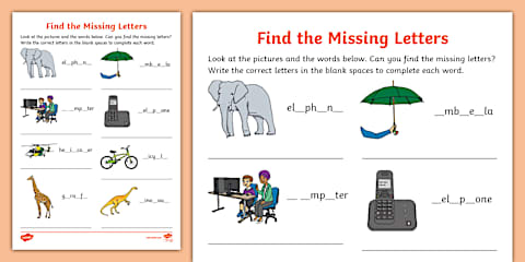 English - Worksheet: Fill in the Missing Letters: Vowels