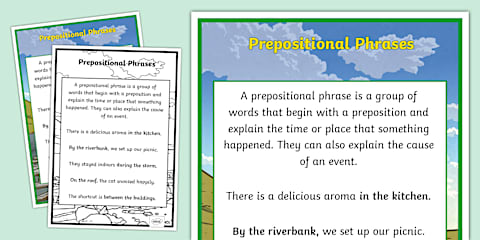 Prepositional Phrase Openers Activity Sheet for 3rd-5th Gr